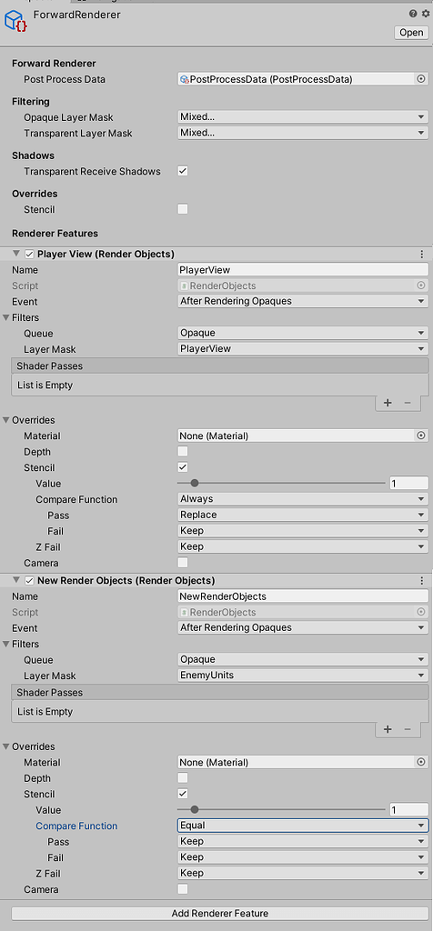Stencil Override Not Working In A Renderer Feature Questions And Answers Unity Discussions