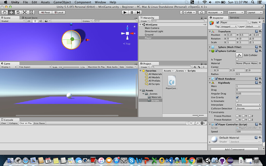Roll a ball - ball not moving - Questions & Answers - Unity Discussions