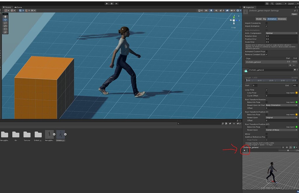When I put an animated character in the scene, there is no movement ...