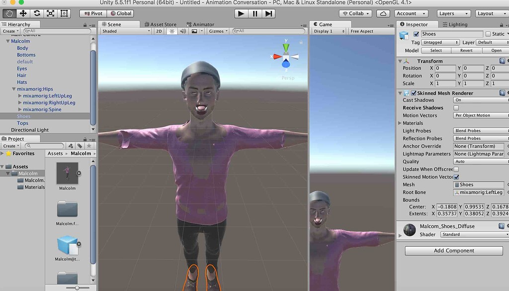 Hello Guys I Imported A 3d Model From Mixamo Fbx For Unity To My 55 Unity But The Model