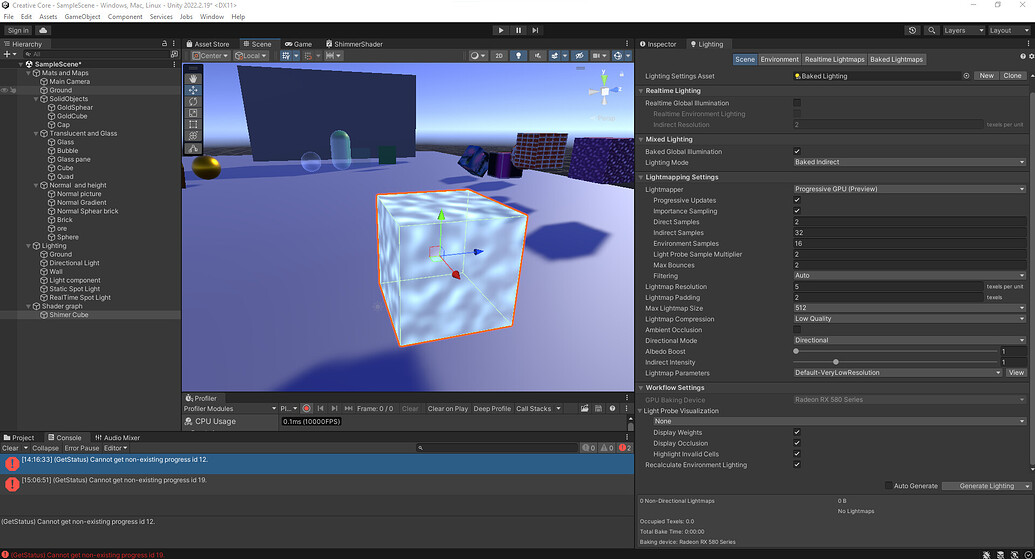 When I click "Generate Lighting, Global Illumination is stuck at 5% and says, "Preparing bake ...