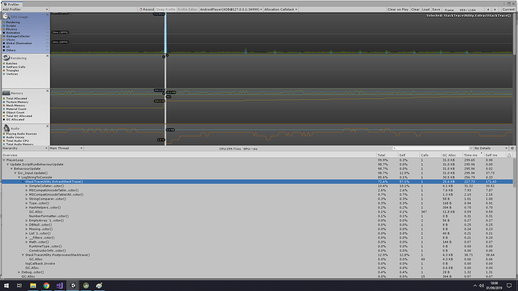 Massive lag spike on first Input.GetTouch with nothing on scene but one ...