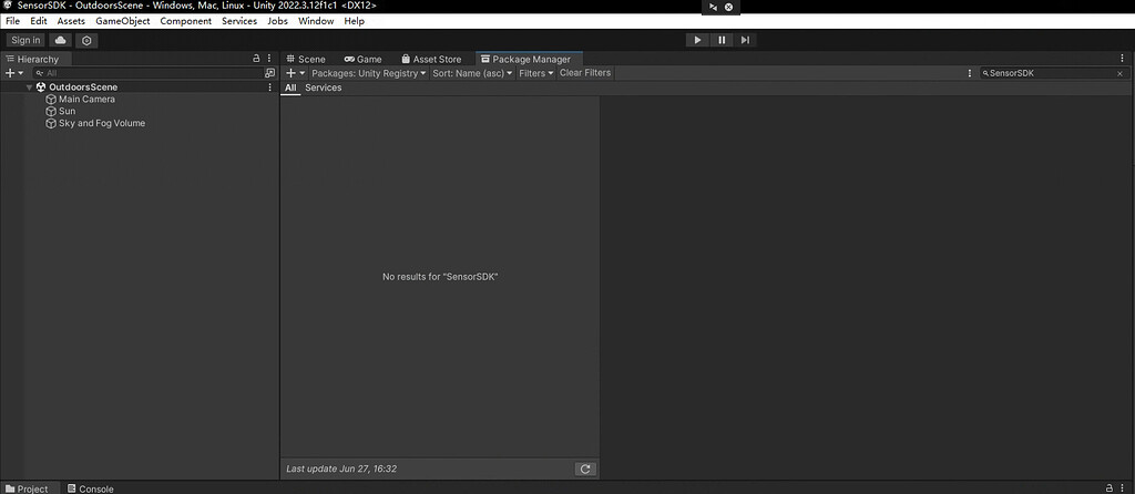 I cannt find SensorSDK in package manager - Unity Engine - Unity Discussions