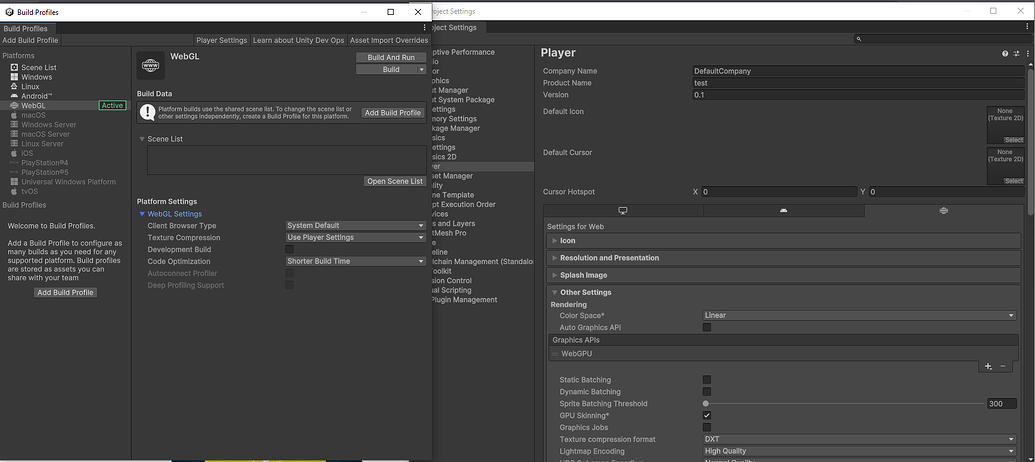 Web build profile ( Web Gpu) not appearing in Unity 6 - Unity Engine - Unity Discussions