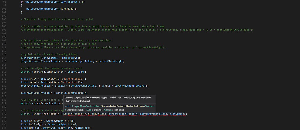 Cannot Implicitly Convert Type Void To UnityEngine Vector3 ions 
