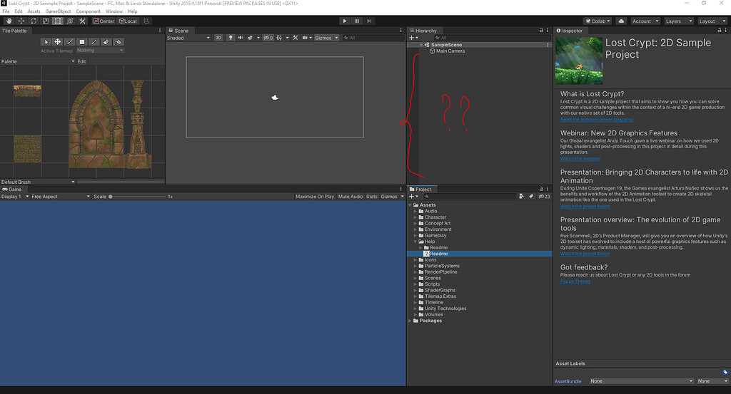 Lost Crypt error - Project shows no objects in Hierarchy. - Unity ...
