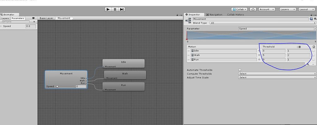 Access Threshold blend tree motion animator value via script - Questions & Answers - Unity ...