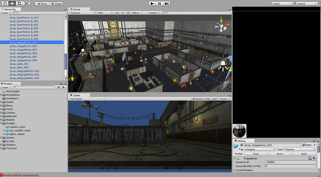 Inspector turns black when selecting items in the Hierarchy in the Stealth tutorial. - Unity ...