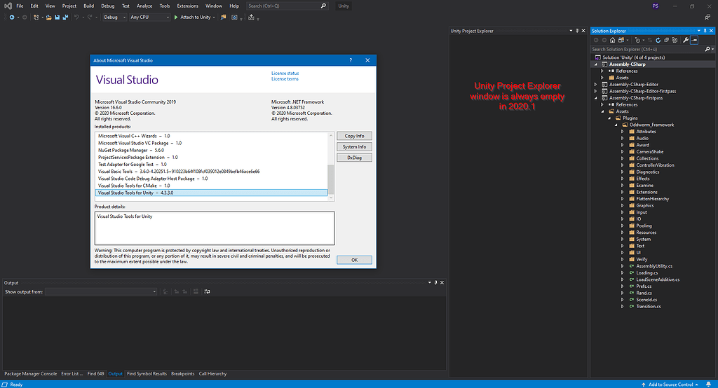 VSTU: "Unity Project Explorer" window empty - Unity Engine - Unity ...