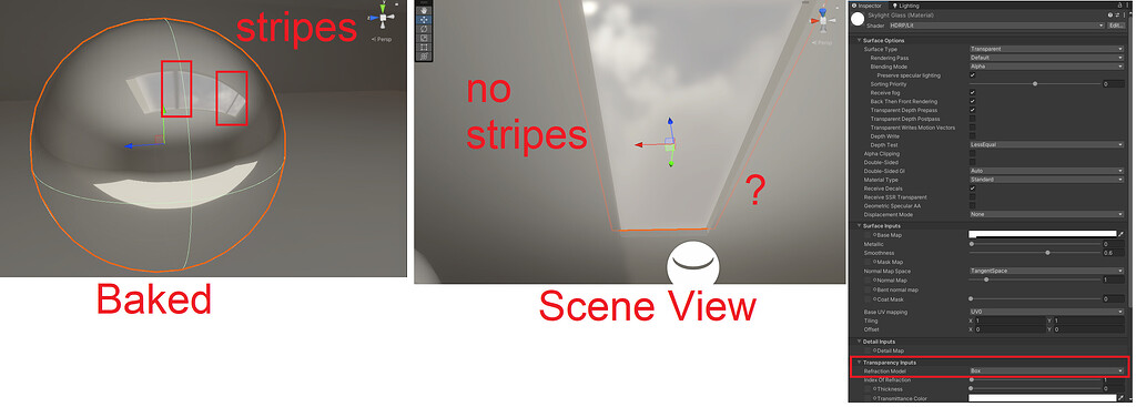 Reflection probe bakes refractive materials with stripe artifacts - Unity Engine - Unity Discussions