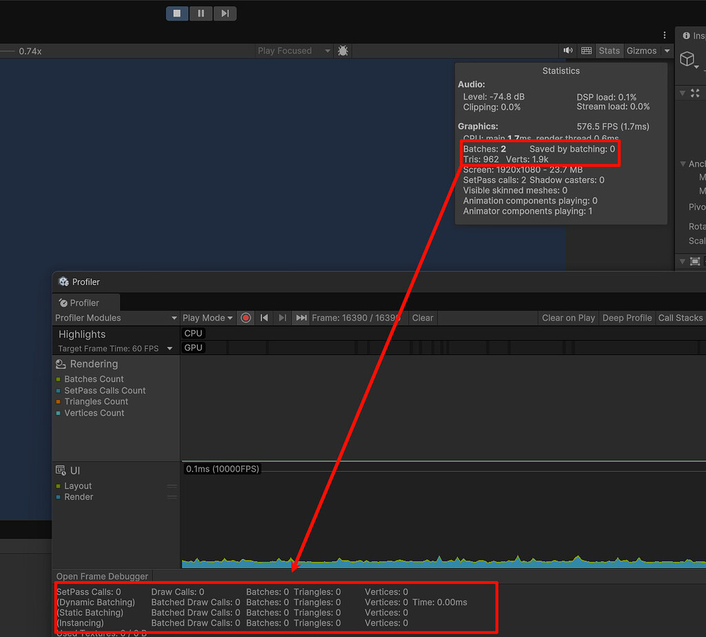 Different Triangles number in stats and Rendering Profiler - Getting Started - Unity Discussions