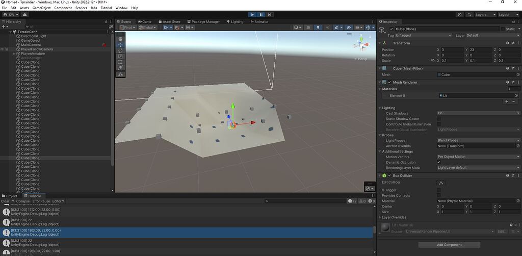 Instantiated Cube Prefab Different Y Value Than Vertex Created As Same Location With Same Y
