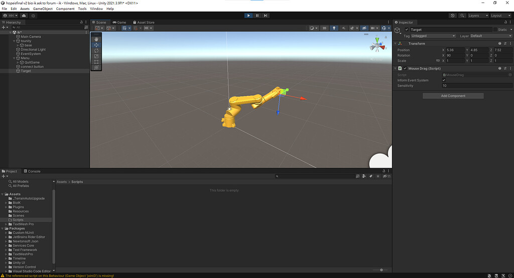 Did anyone ever use the bio ik to set up the robot arm before that can ...