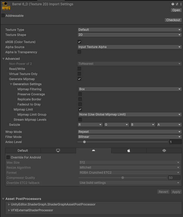 Mismatch in texture compression formats for global settings and individual textures - Unity ...