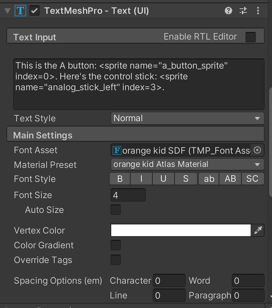 TMPro Syntax when Attempting to Use Multiple Inline Sprites - Unity ...