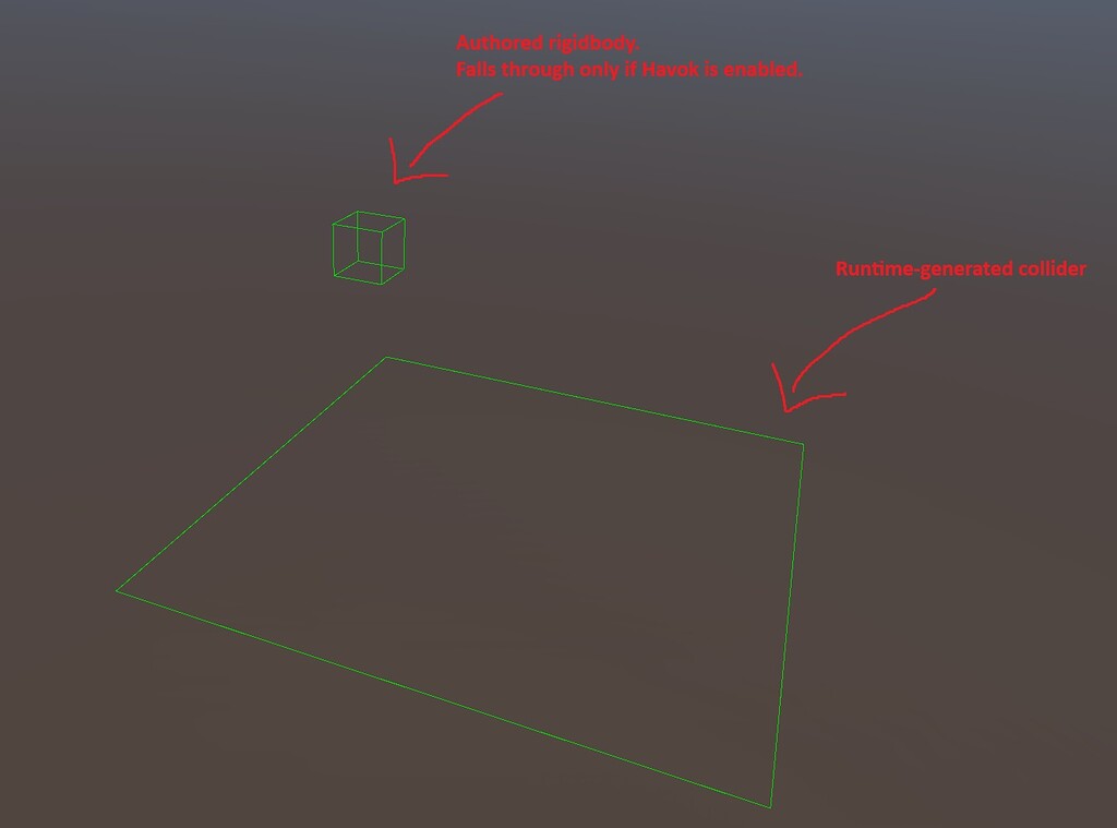Runtime-generated collider ignored by rigidbodies only if Havok is enabled - Unity Engine ...