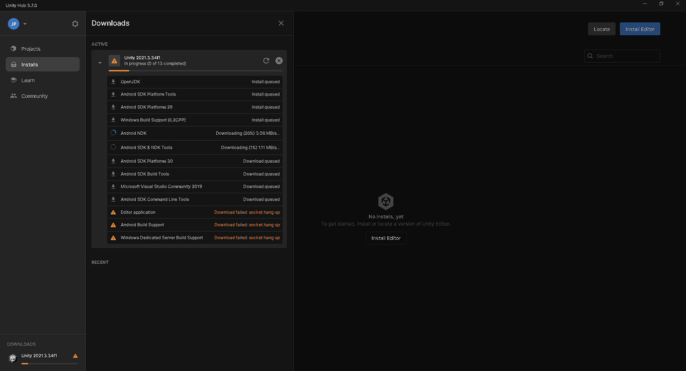 Unity Download Failed: Socket hang up - Unity Engine - Unity Discussions