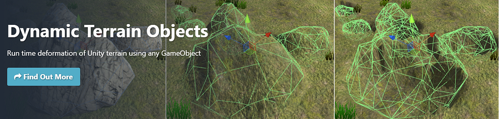 [released] Dynamic Terrain Objects Run Time Deformation Of Terrain Using Any Gameobject
