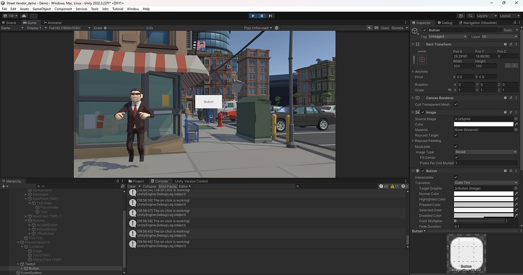 UI elements in my game scene (buttons and input fields) are not ...