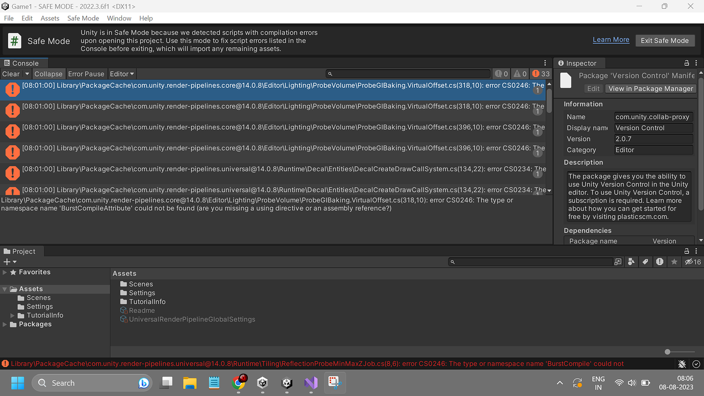New project won't compile - Burst 1.8.2 error: The name 'Unsafe' does not exist - Unity Engine ...