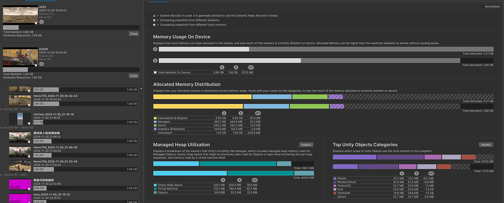 A memory difference between Unity6 and Unity2022 - Unity Engine - Unity ...
