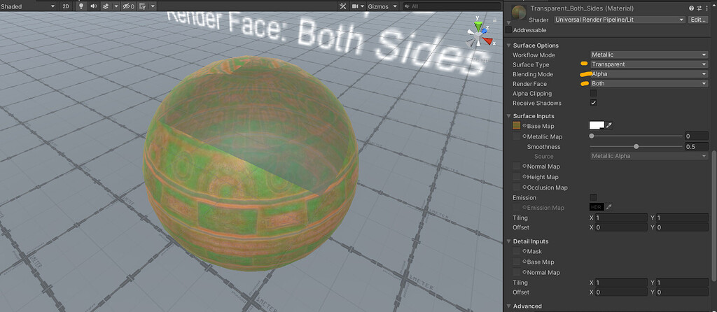 Visual glitch with URP material. Transparent, Alpha and Both Sides combination - Unity Engine ...