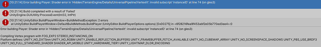 Error building Player : invalid subscript "instanceID" on shader - Unity Engine - Unity Discussions