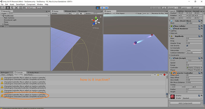 CharacterController.Move called on inactive controller - Unity Engine ... CharacterController.Move called on inactive controller - Unity Engine ...