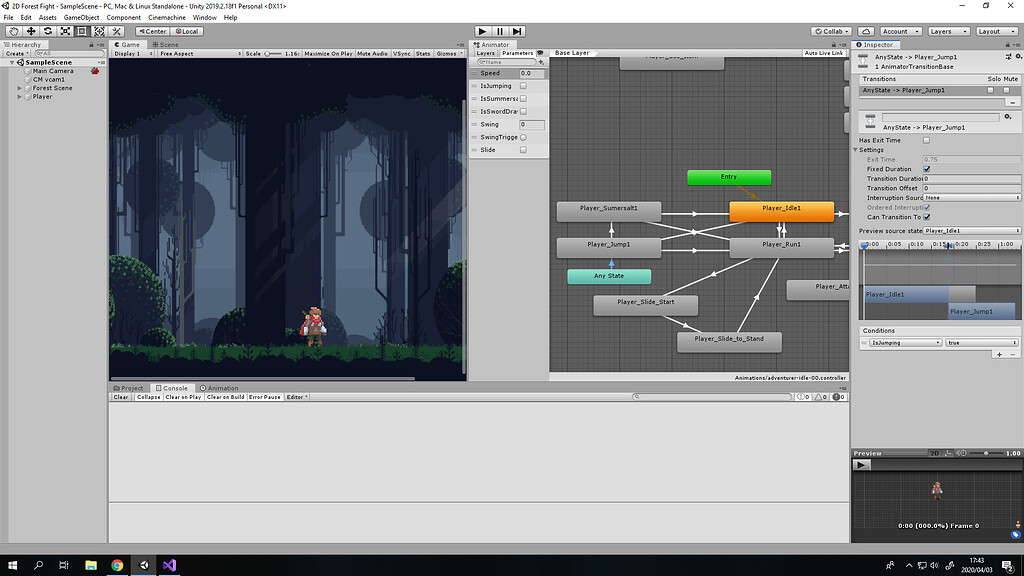 My Jump Animation is stuck at frame 1 after editing script. - Unity Engine - Unity Discussions