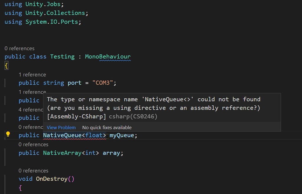 NativeArray is detected but NativeQueue could not be found. - Unity Engine - Unity Discussions