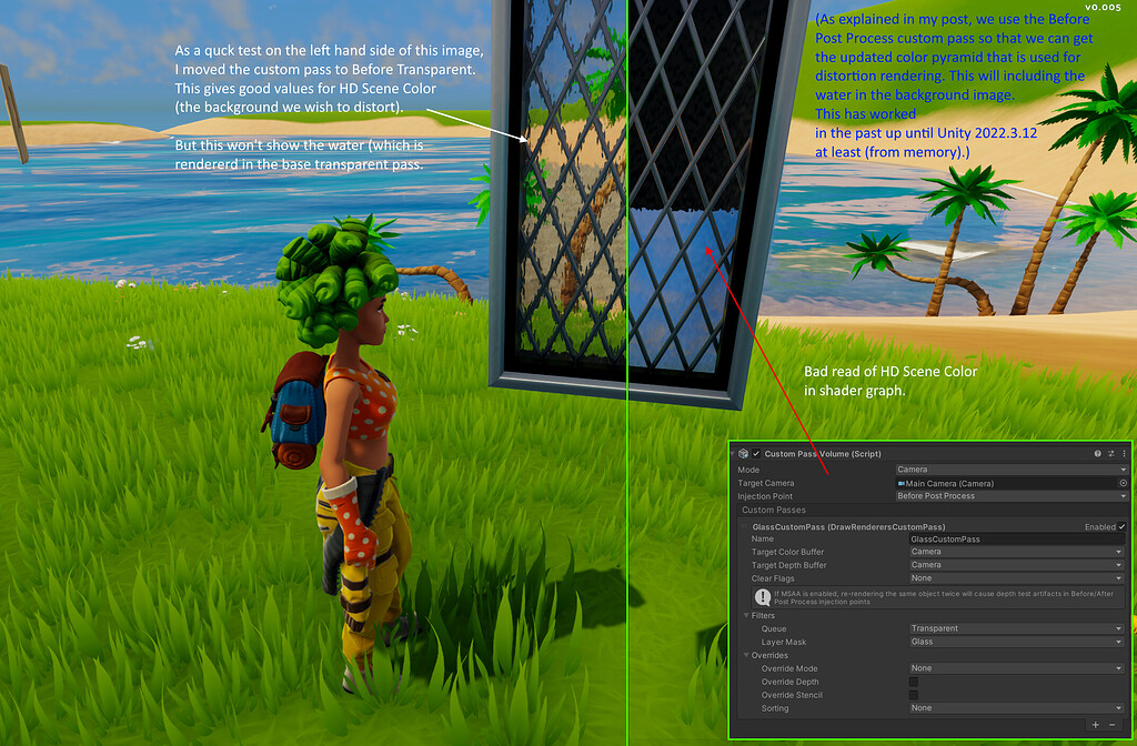 Regression - bad HD Scene Color when used in custom pass Before Post Process injection point ...