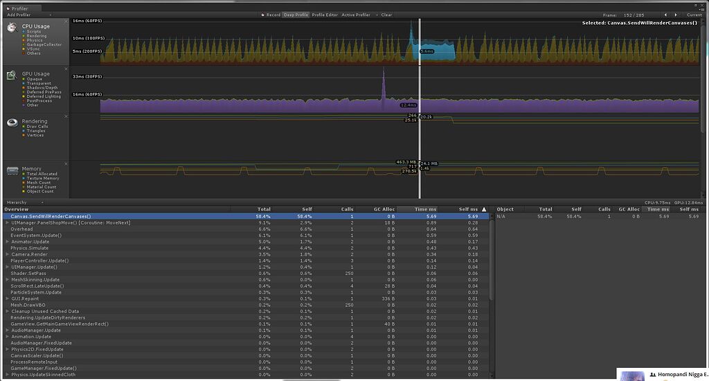 Performance spike on Canvas.SendWillRenderCanvases when moving a panel - Unity Engine - Unity ...