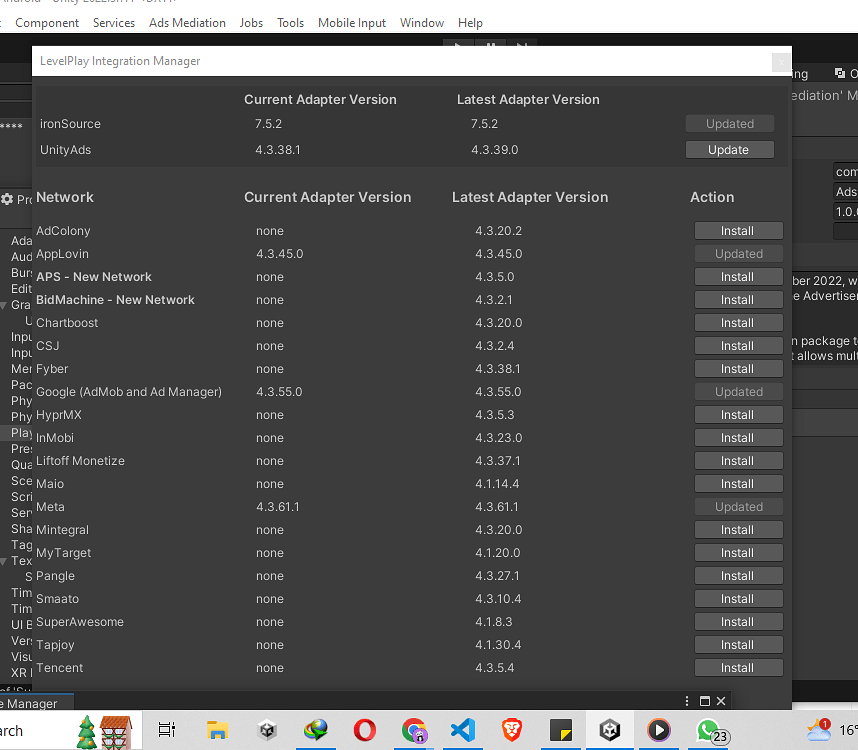 removing ad networks from levelplay intergration manager - Unity Services - Unity Discussions
