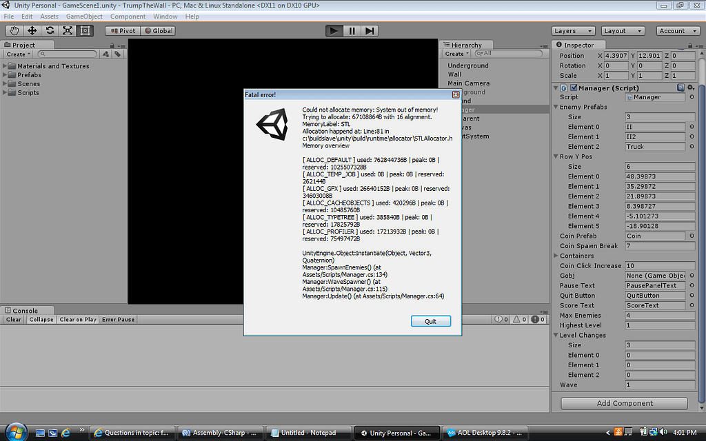 Fatal Crash on Play - Unity Engine - Unity Discussions