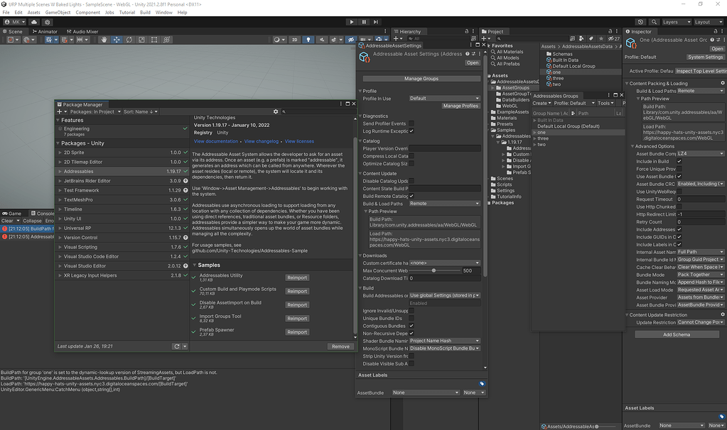 BuildPath for group is set to the dynamic-lookup version of StreamingAssets, but LoadPath is not ...