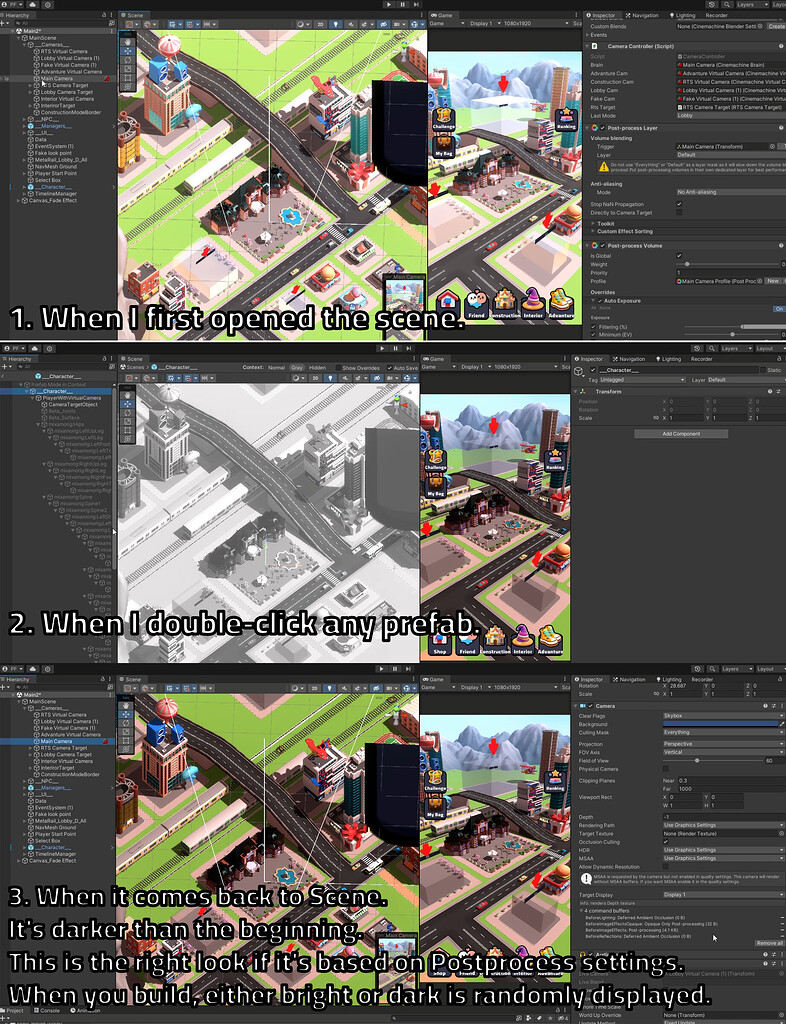 Unity 2021.3.24f1: Post-Processing Brightness Issue in Main Camera After Build - Unity Engine ...