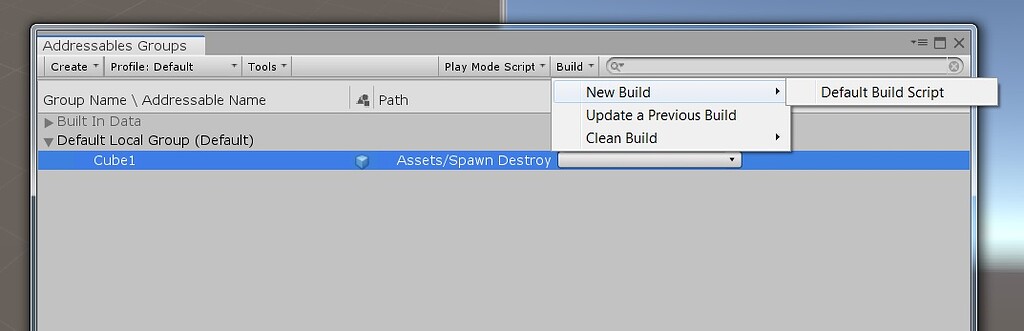 The Build Player Content Button Is Missing The Game Does Not Spawn Objects Unity Engine