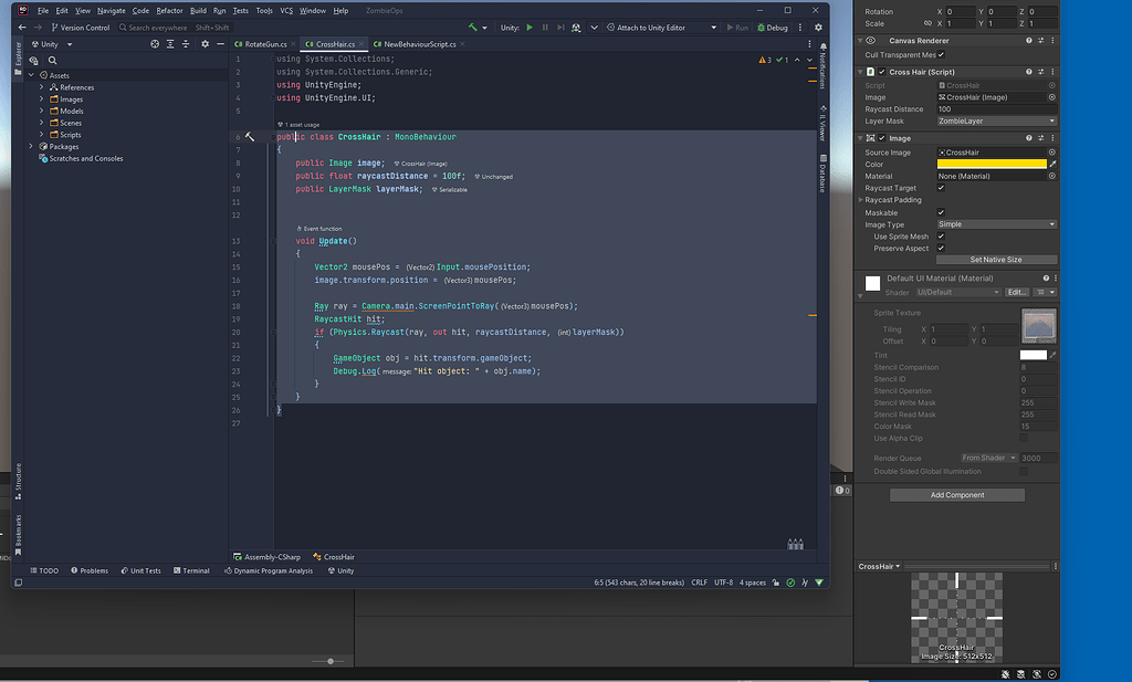 Crosshair Image Not Showing At Mouse Position Unity Engine Unity Discussions