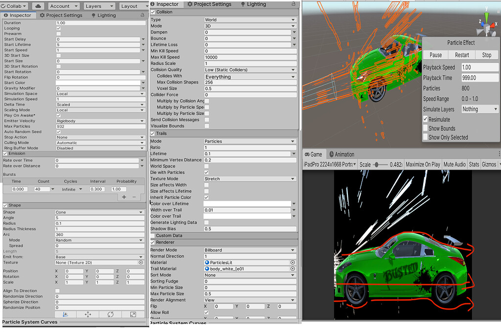 How to allow particles to avoid mesh but pass along the surface of the 3d object? - Unity Engine ...