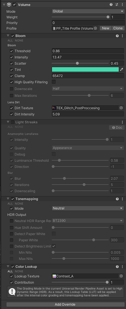 Color Lookup post processing causes blank screen in HDR URP - Unity Engine - Unity Discussions