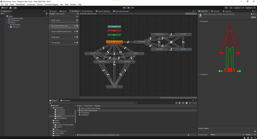 How to handle animations with root transform but layer has mask without root transform - Unity ...