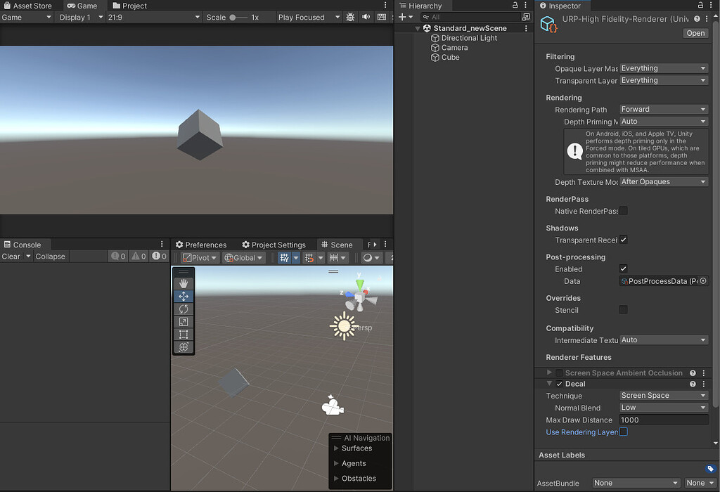 Enabling Decal Layers In Urp Makes The Game View Stop Rendering Anything Except The Sky Unity