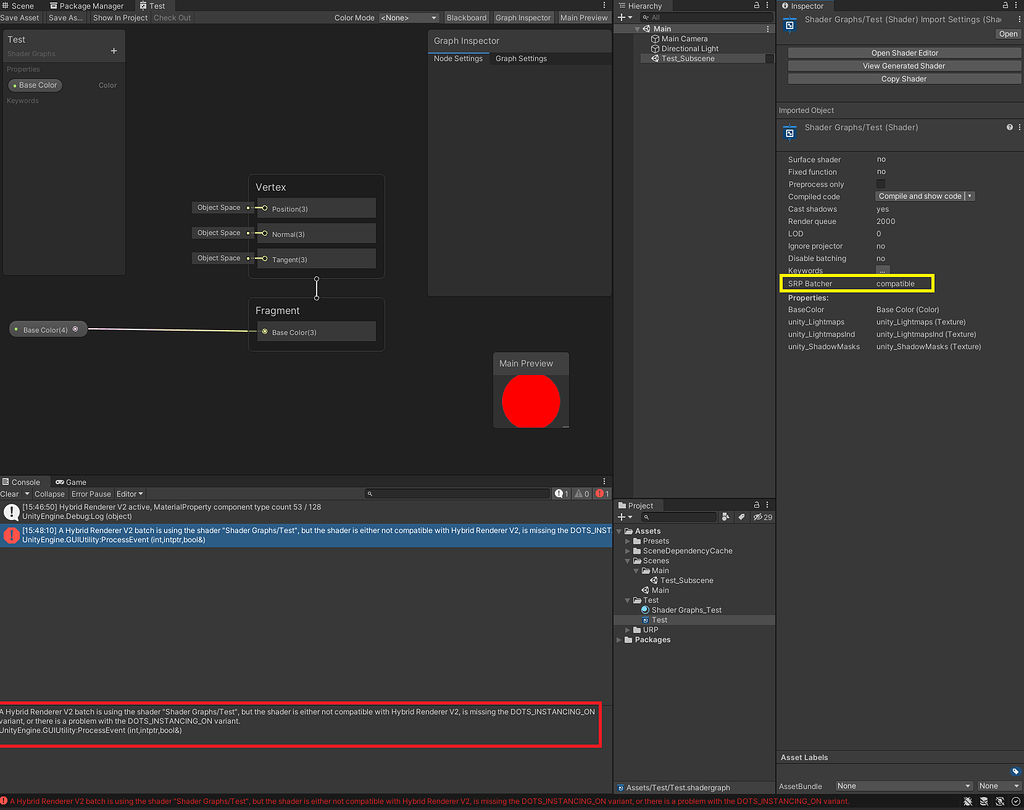 Are Urp Unlit Shader Graphs Incompatible With Hybrid Renderer Unity Engine Unity Discussions