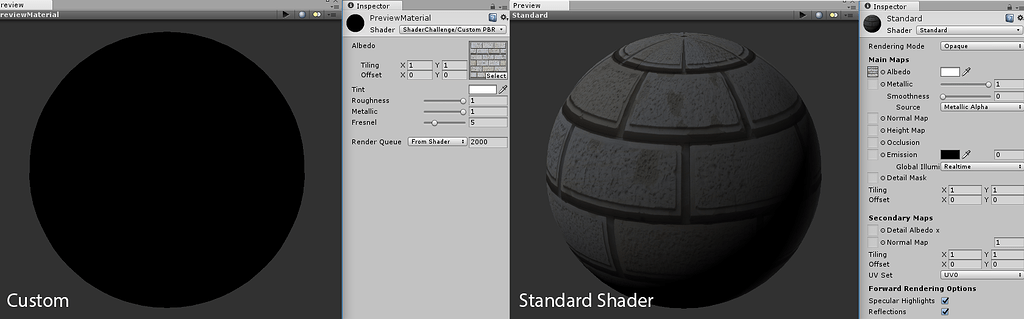 My PBR shader goes completely black when it shouldn't be at Roughness value of 1 - Unity Engine ...