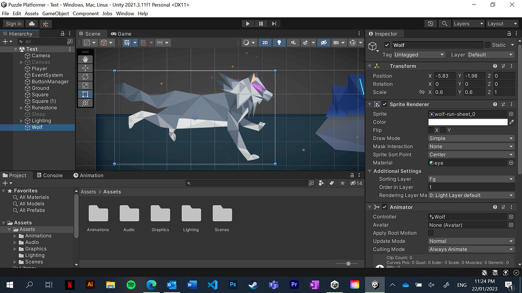Emission means that the rest of the sprite doesn't respond to scene lighting - workaround ...