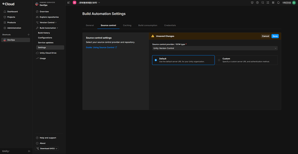 Cannot Save Settings Of Build Automation Settings In Unity Cloud Unity Services Unity