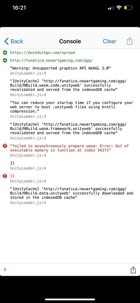 Error of my webgl build on IOS browsers: "Out of executable memory" - Unity Engine - Unity ...