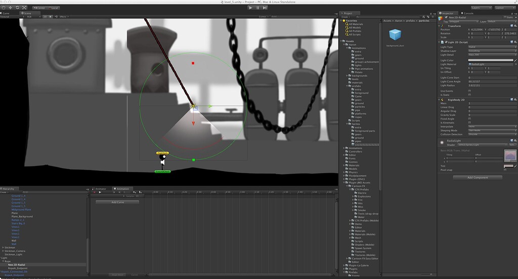 How do I connect a light source to a rope and have it react with physics. - Unity Engine - Unity ...
