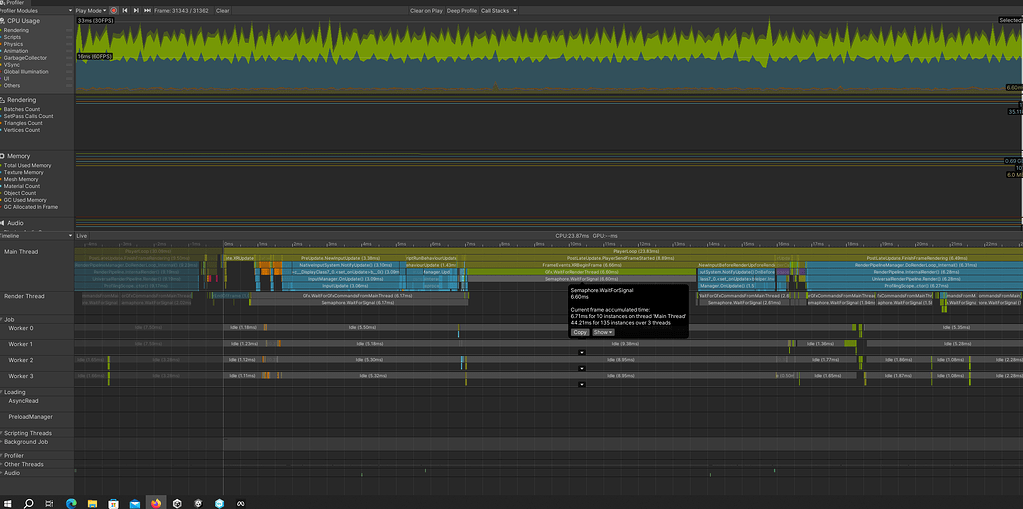 Semaphore.WaitForSignal taking too much time each frame - Unity Engine - Unity Discussions
