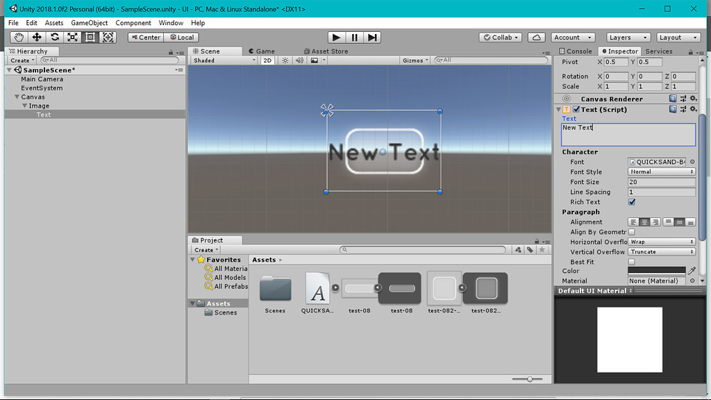 Making expanding button depending on text size, but want bigger starting size - Unity Engine ...
